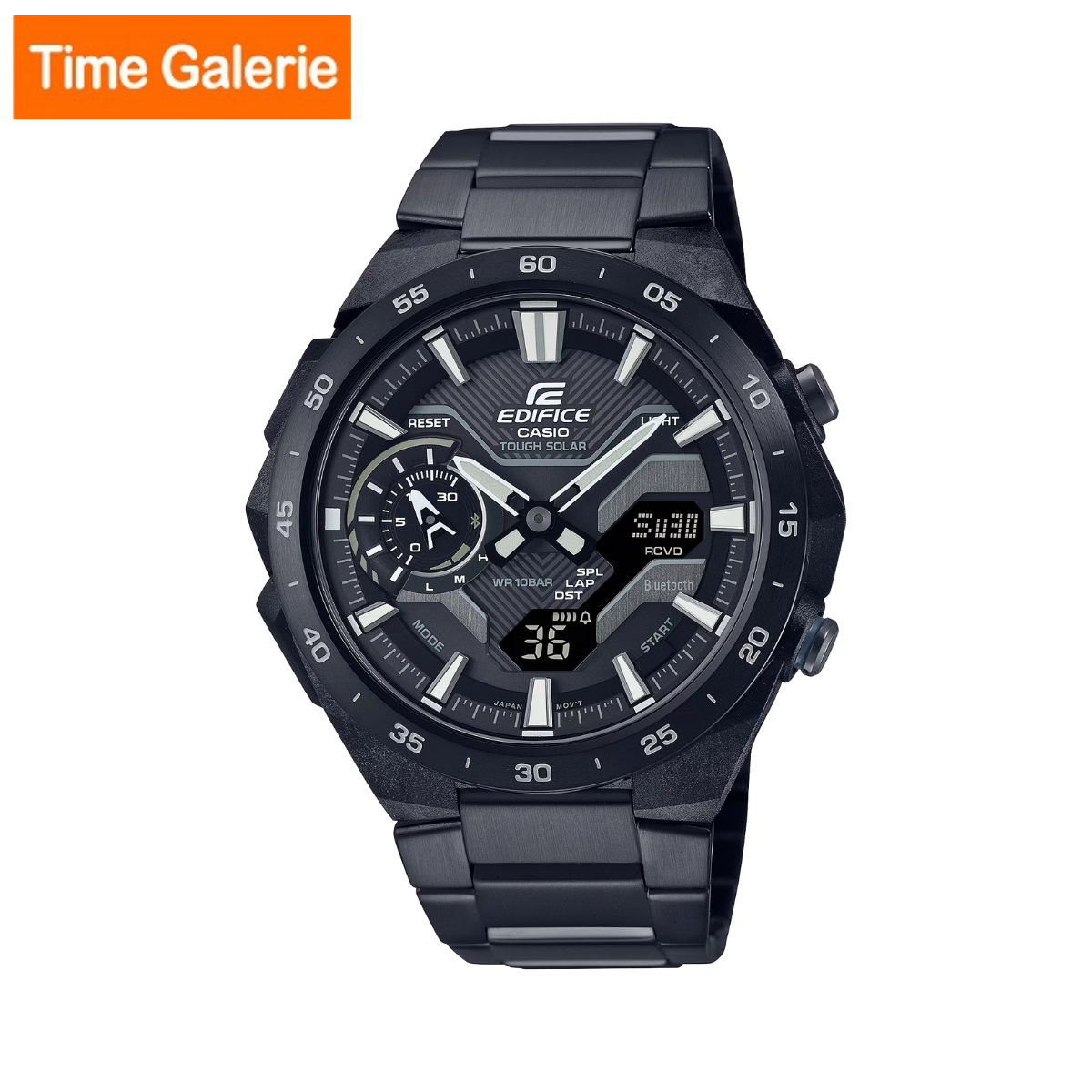 Casio Edifice ECB-2200DC-1A Solar Power Bluetooth Black Stainless Steel Strap Analog-Digital Men ...